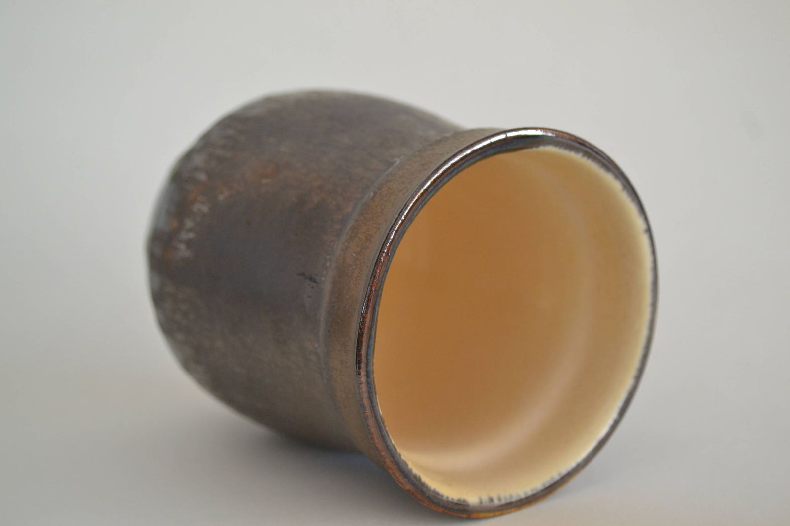 Bronze Black Ceramic Travel Small Mug With Silicone Lid, Handmade ...