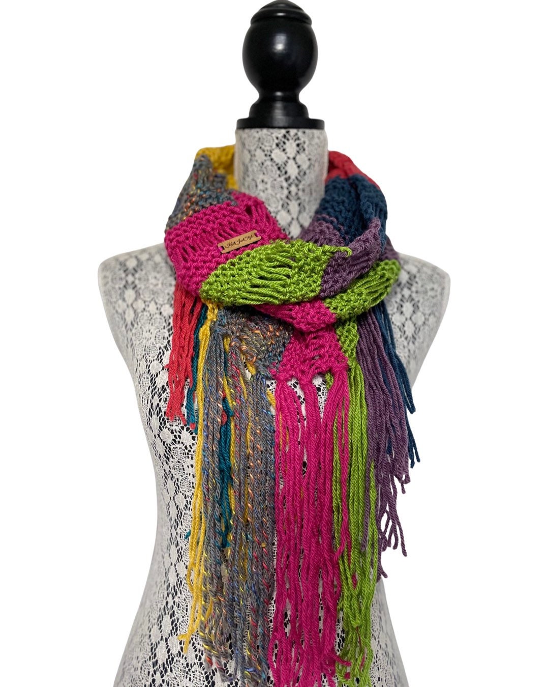 Rainbow Infinity Scarf, Cowl Scarf, Circle Scarf, Fringe Scarf, Rainbow ...