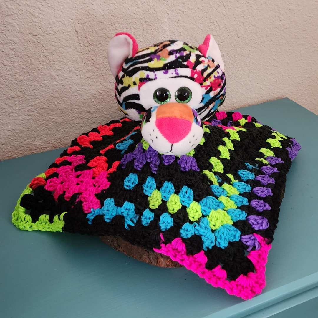Neon Zebra Stroller Buddy With Removable Lovey Green Blue Purple Pink ...