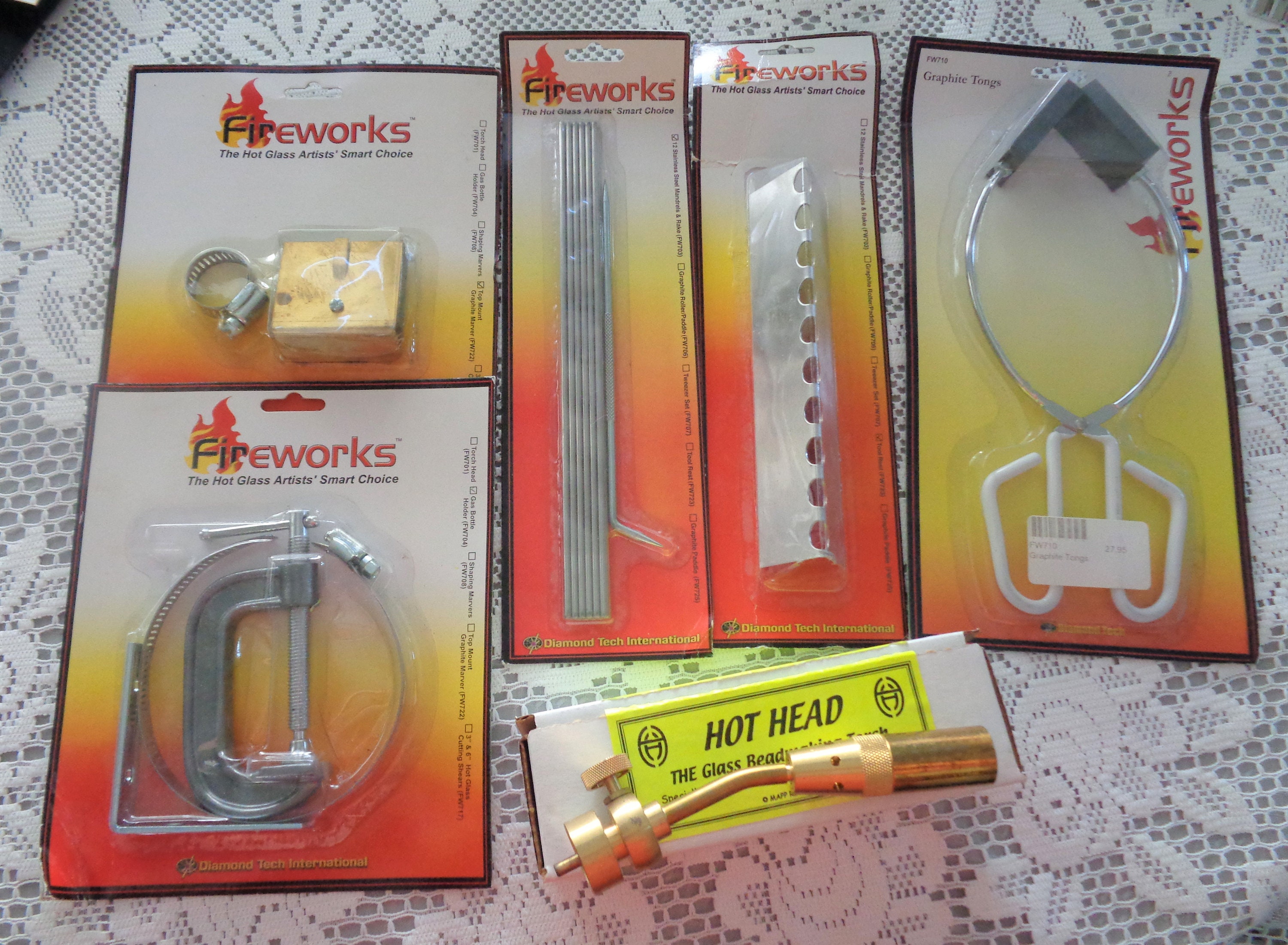 FIREWORKS Hot Glass Artist's Tools Torch Marver Rest Tongs - Etsy