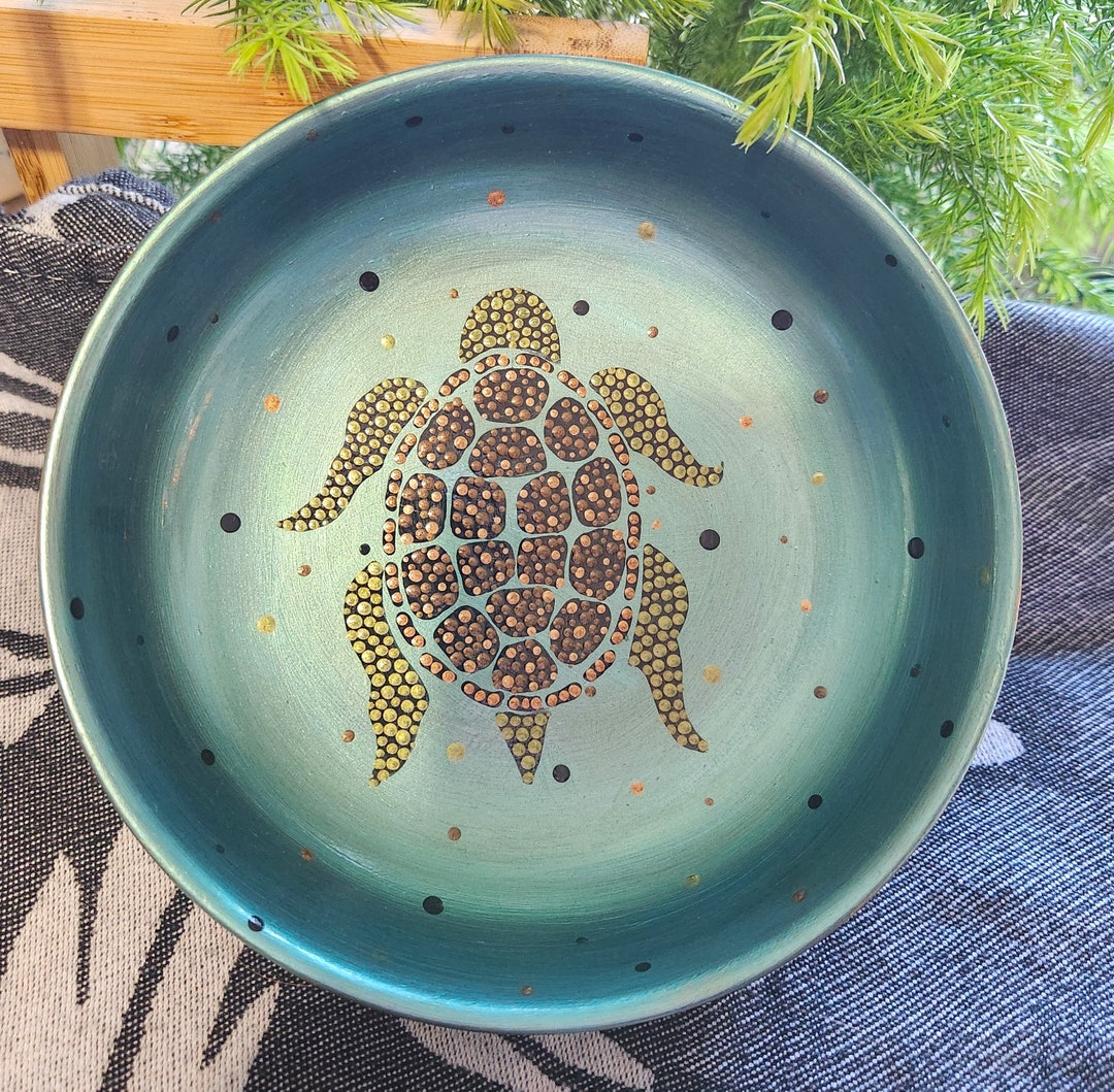 Dotted Turtle Bowl & Token Set/2, Upcycled Wooden Bowl, OOAK ...