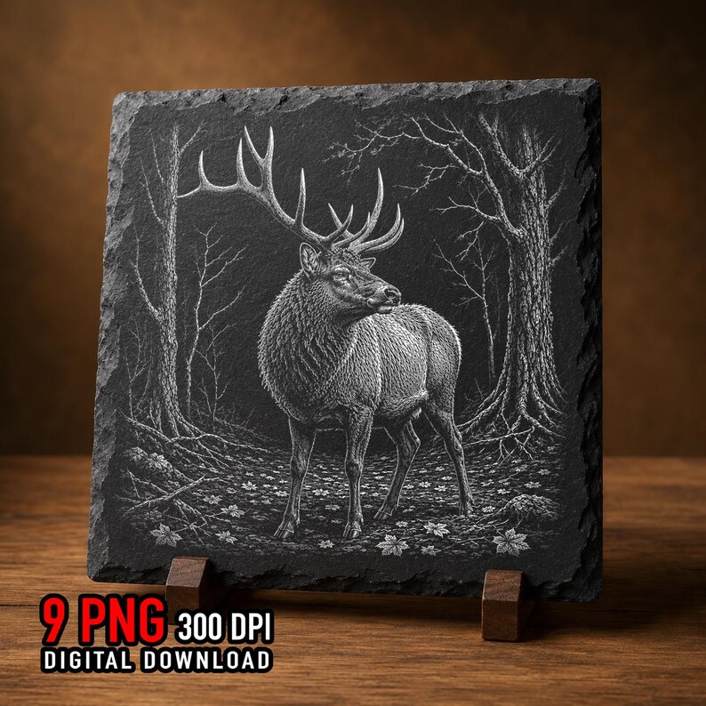 Majestic Elk Engraving Bundle | Wildlife Forest Animal PNG Files ...