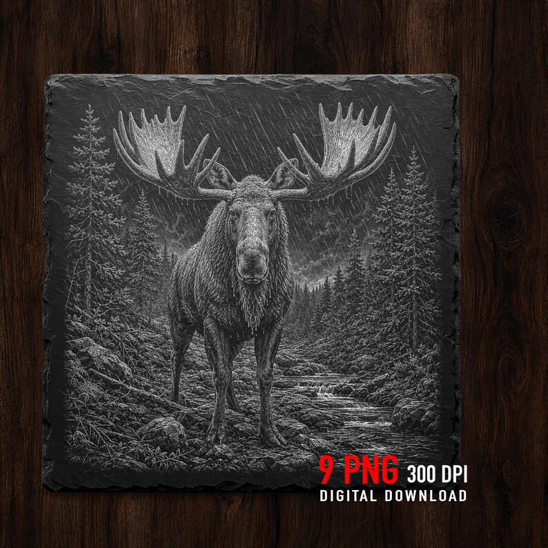Majestic Elk Engraving Bundle | Wildlife Forest Animal PNG Files ...