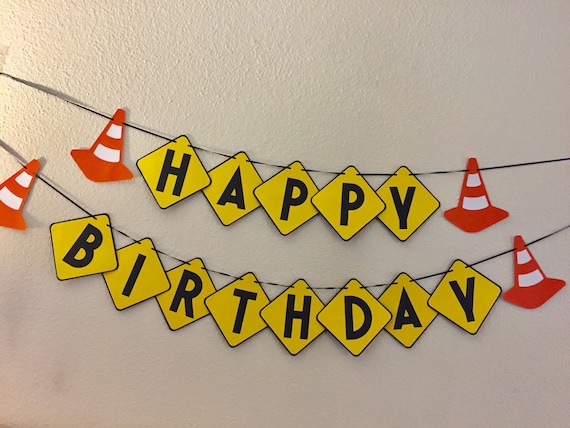 Happy Birthday banner Construction birthday banner Safety | Etsy
