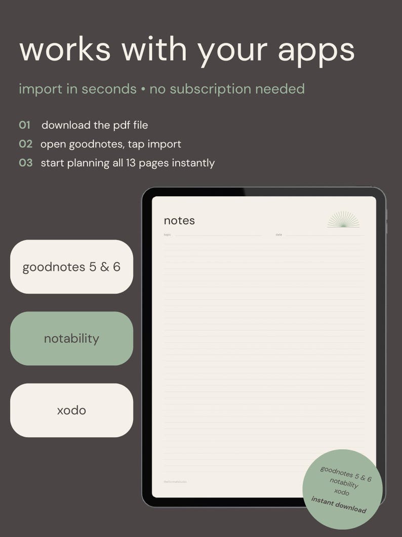 Cornell Notes Pages Bundle for Goodnotes | Digital Notes Templates iPad ...