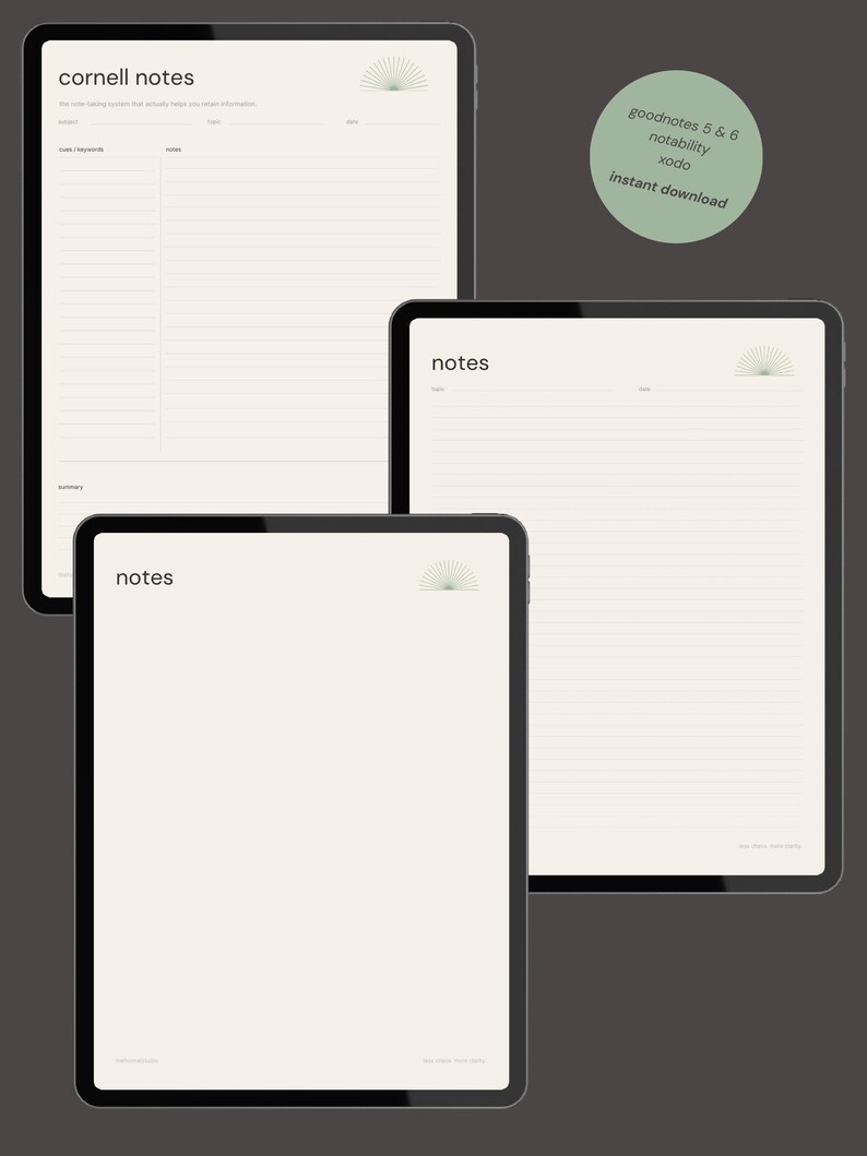 Cornell Notes Pages Bundle for Goodnotes | Digital Notes Templates iPad ...