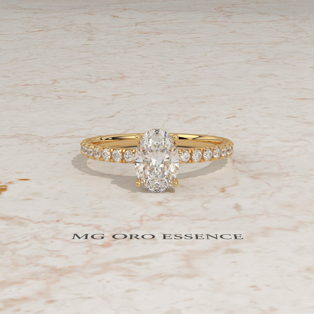 Oval Shaped Engagement Ring, Solitaire Wedding Ring, 10k Gold ...