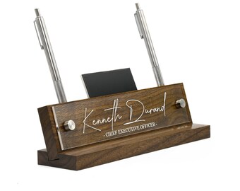 Desk Name Plate Custom Engraved Name Sign Personalized Wood Desk Sign ...