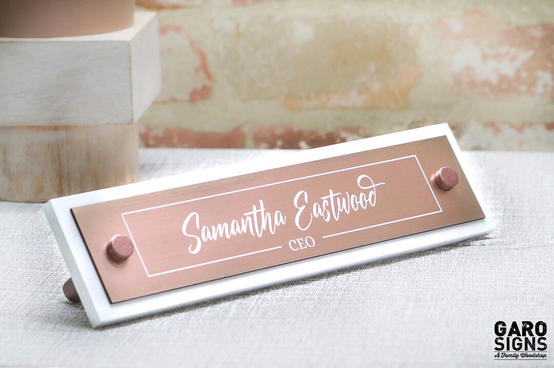 Modern Desk Name Plate. Made Exclusively by Garo Signs. Size 10" X 2.5 ...