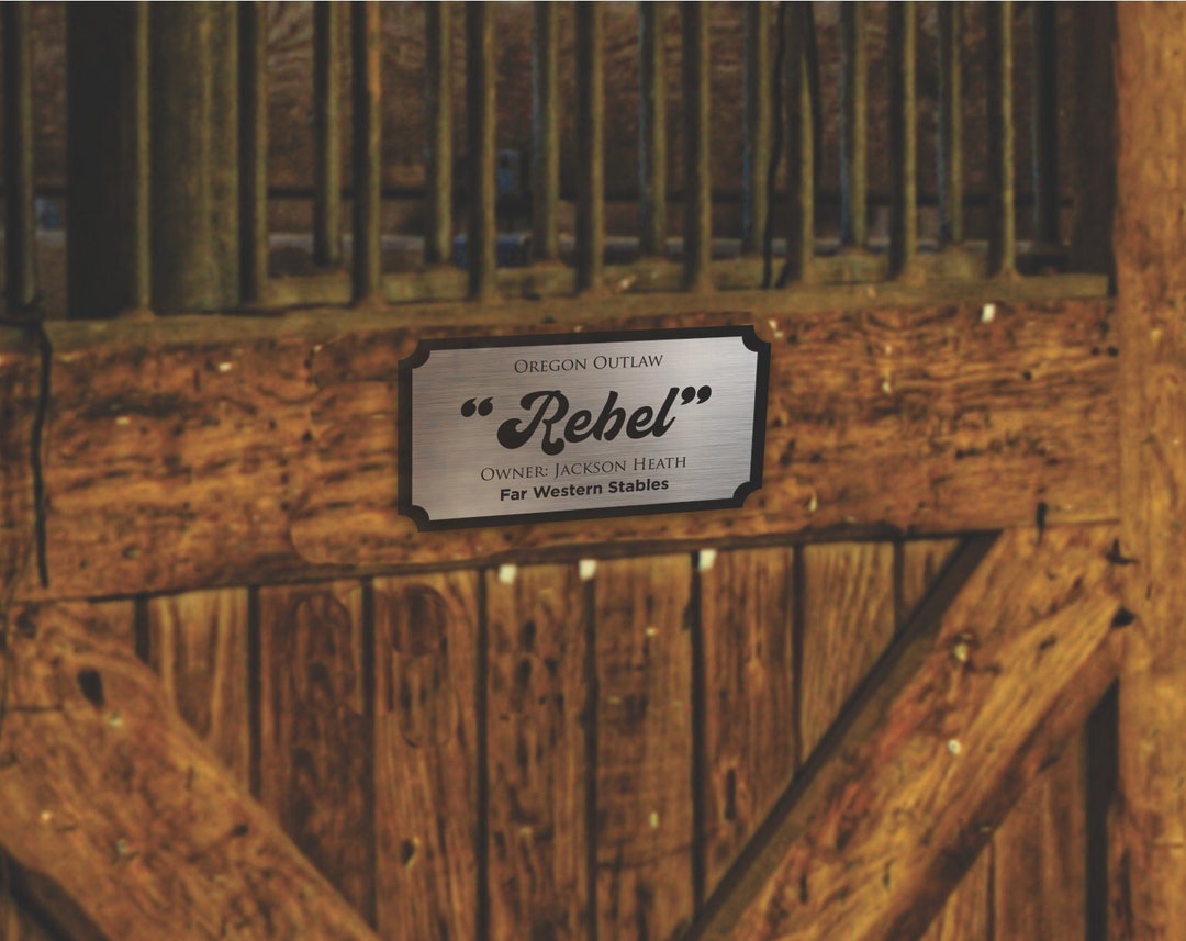 Horse Stall Name Plate, Horse Stable Name Sign, Brushed Metal the ...