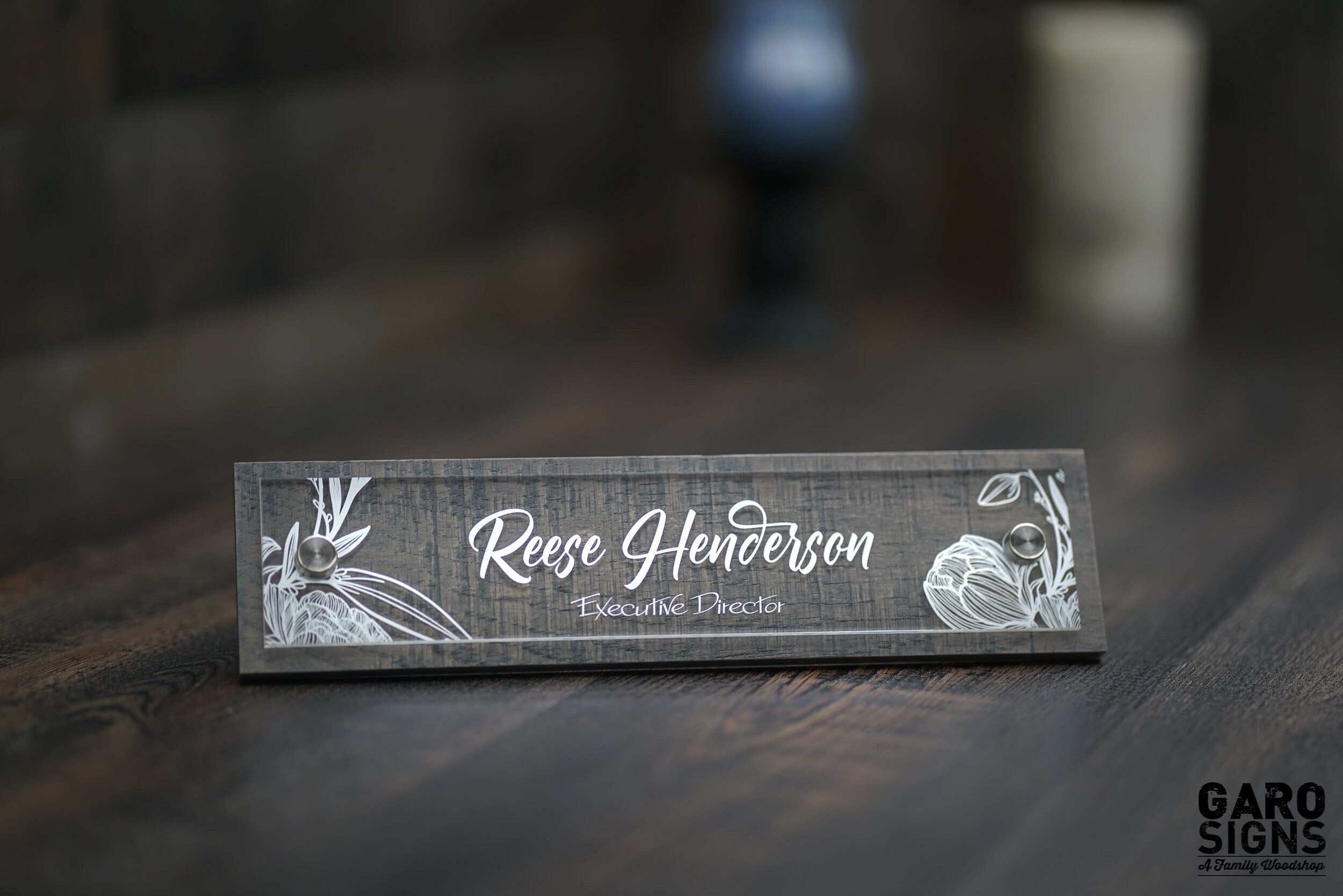 Desk Name Plate Rustic Espresso or Reclaimed Grey Custom - Etsy Canada