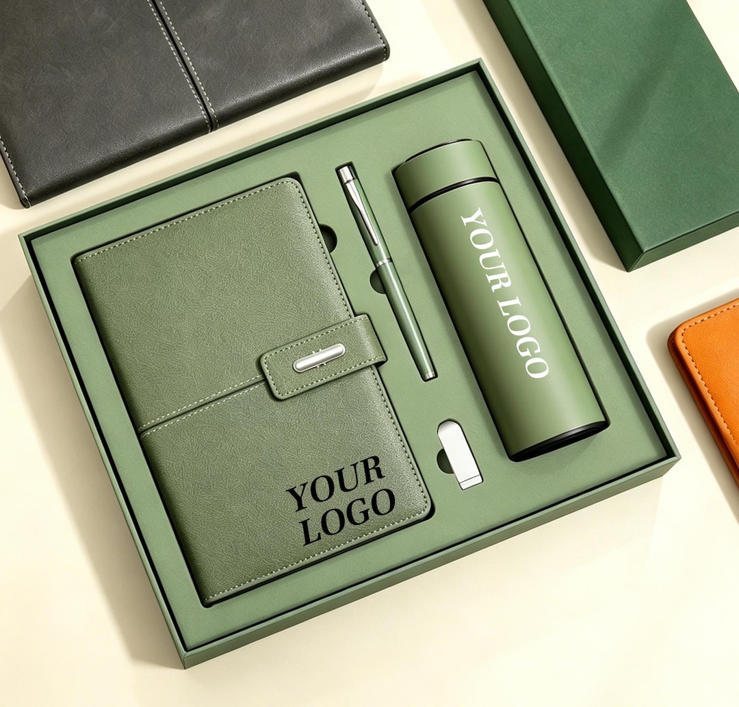 Custom Business Logo Notebook Gift Set – Personalized Corporate Journal ...