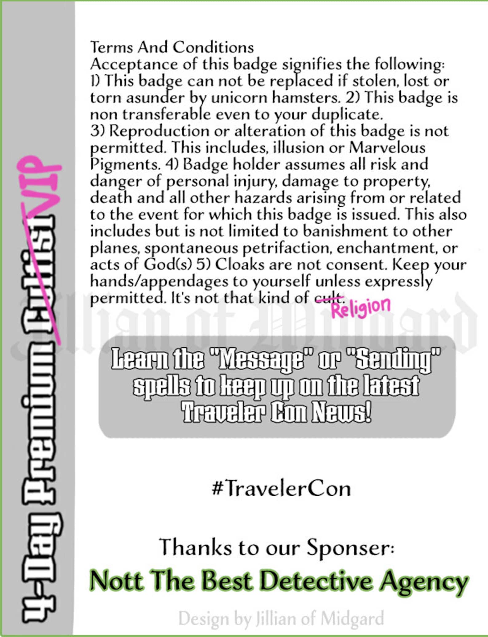 PDF Printable "traveler Con Badge" Critical Role Cosplay Prop for the ...