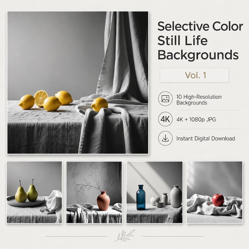 Monochrome Linen Still Life Backgrounds, Selective Color Accents ...