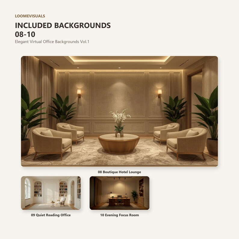 Elegant Office Virtual Backgrounds, Professional Zoom Teams Backdrop ...