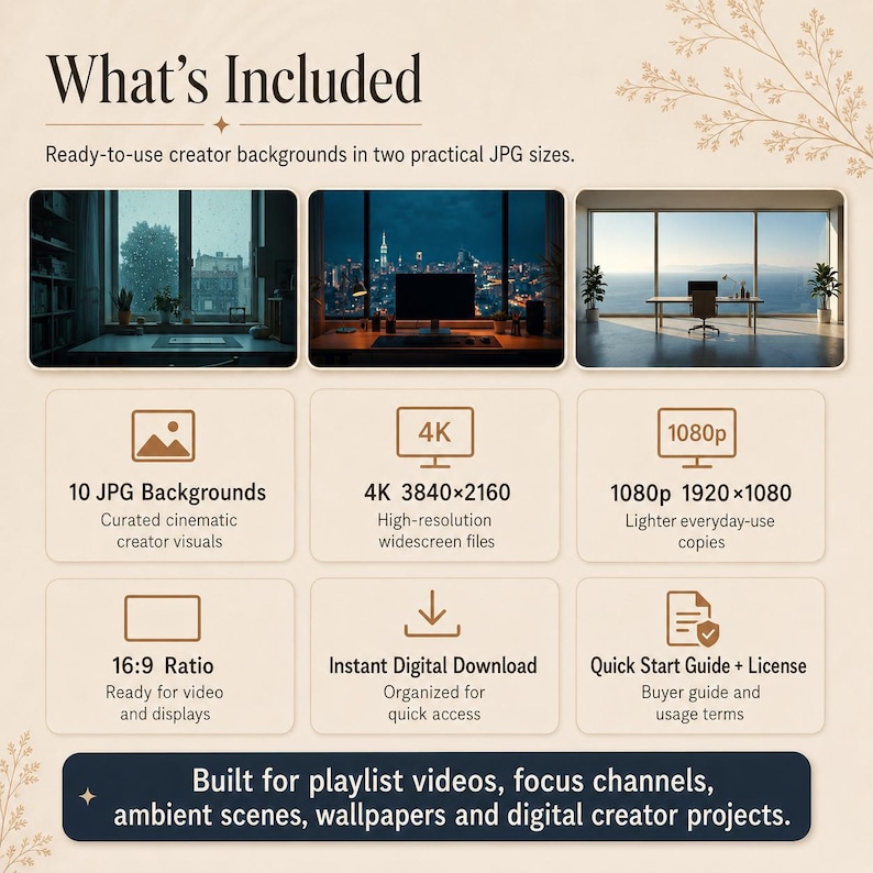 Cinematic Youtube Backgrounds, 10 JPG Widescreen 4K Visuals (digital ...