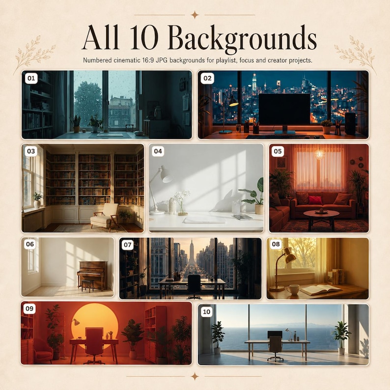 Cinematic Youtube Backgrounds, 10 JPG Widescreen 4K Visuals (digital ...