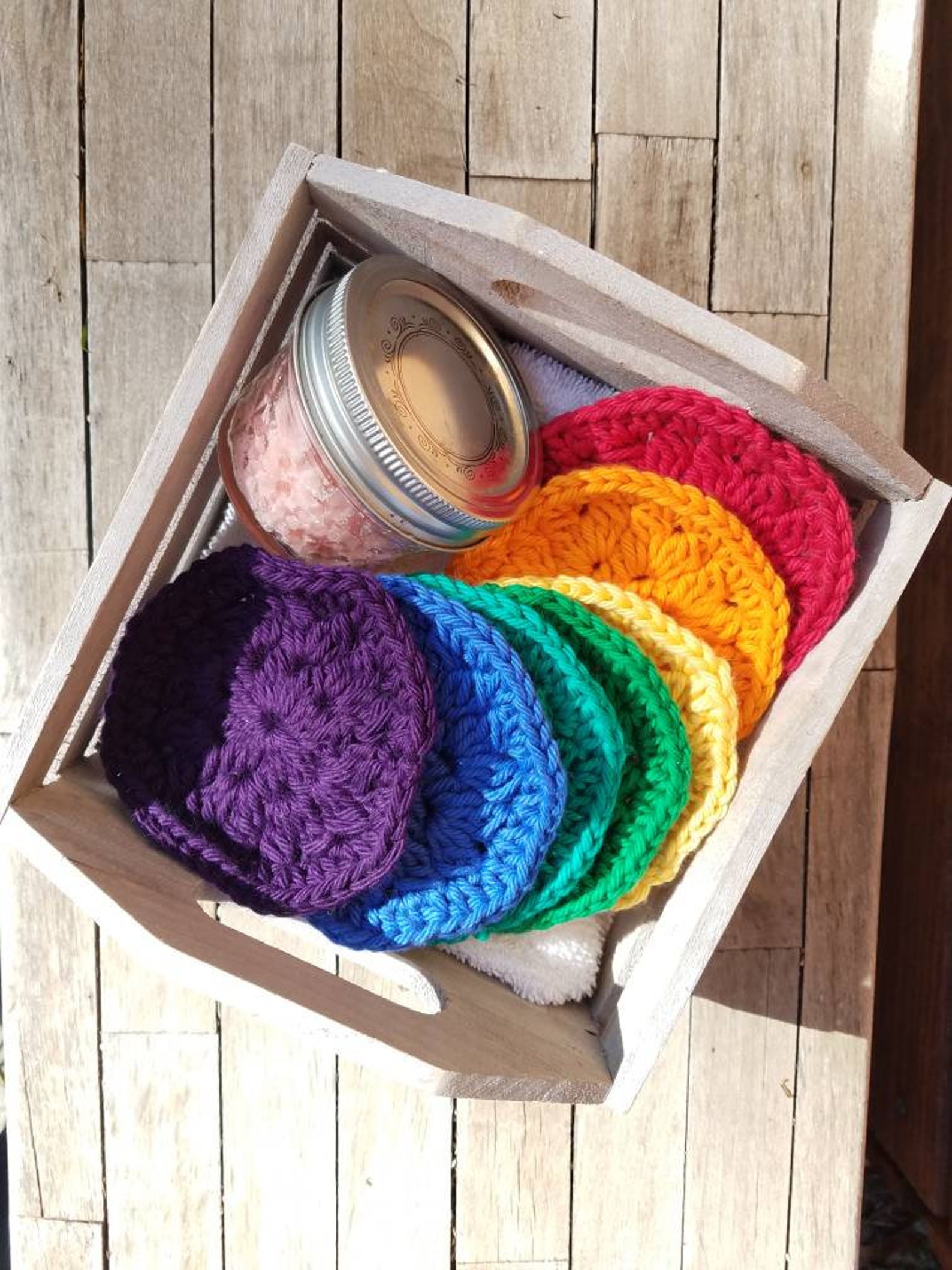 Rainbow Crochet Face Scrubbies, Crochet Face Cloths, Cotton Scrubby Set ...