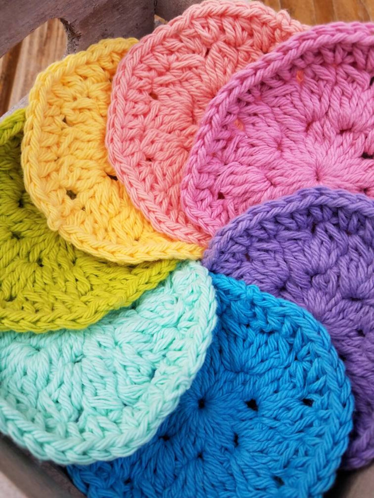 Pastel Rainbow Face Scrubby, Crochet Face Scrubbies, Face Cloths, 100% ...