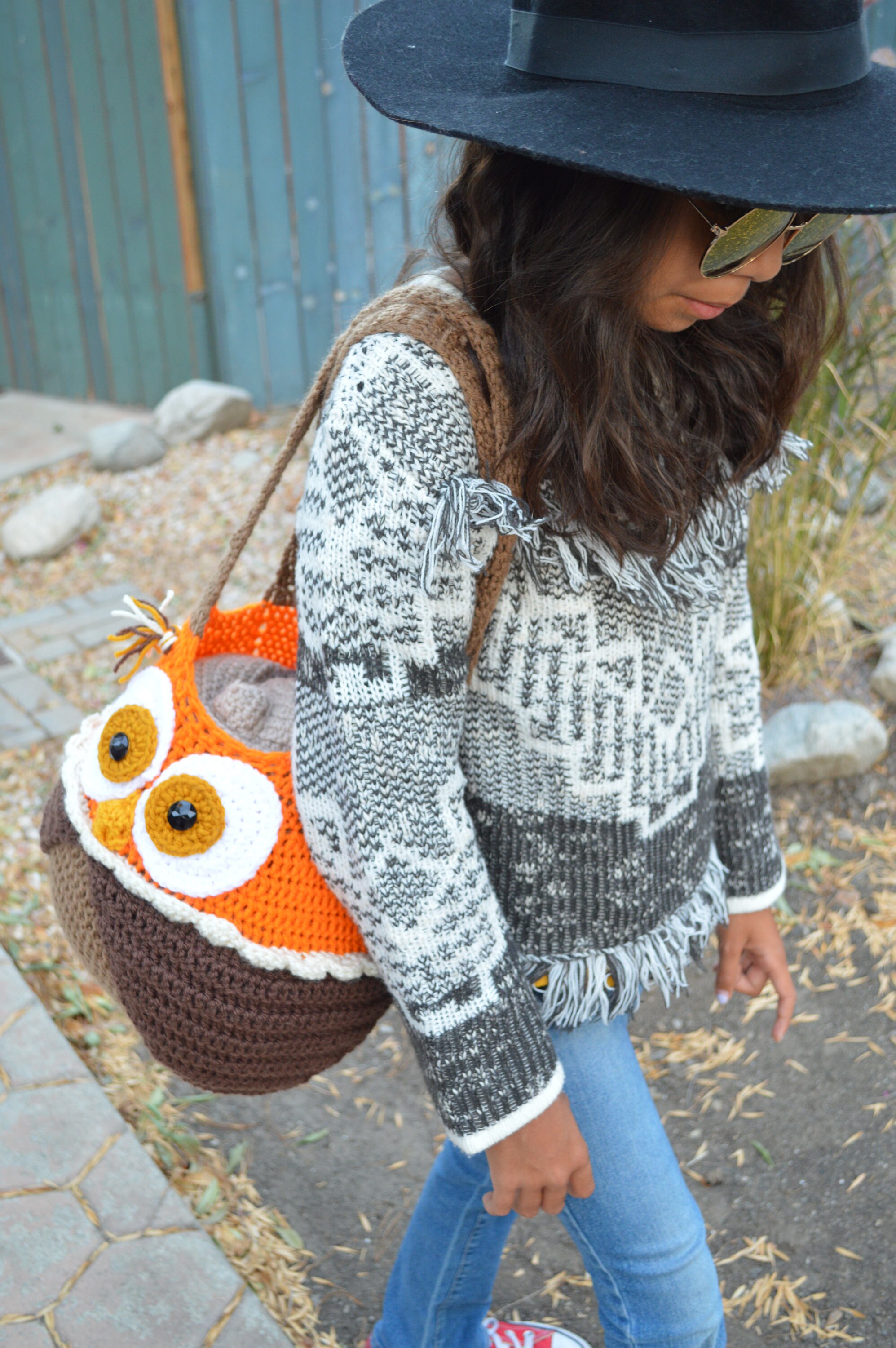 Large Owl Crochet Market Bag, Owl Shoulder Bag, Fall Crochet Bag, Owl ...