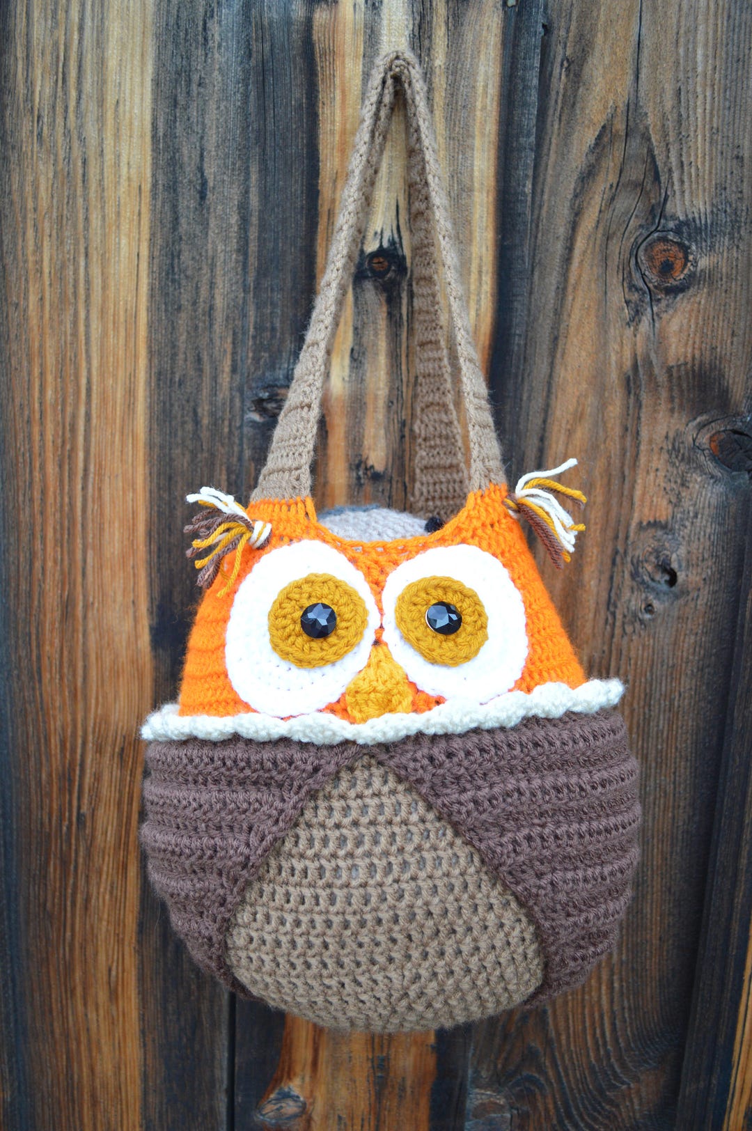 Large Owl Crochet Market Bag, Owl Shoulder Bag, Fall Crochet Bag, Owl ...