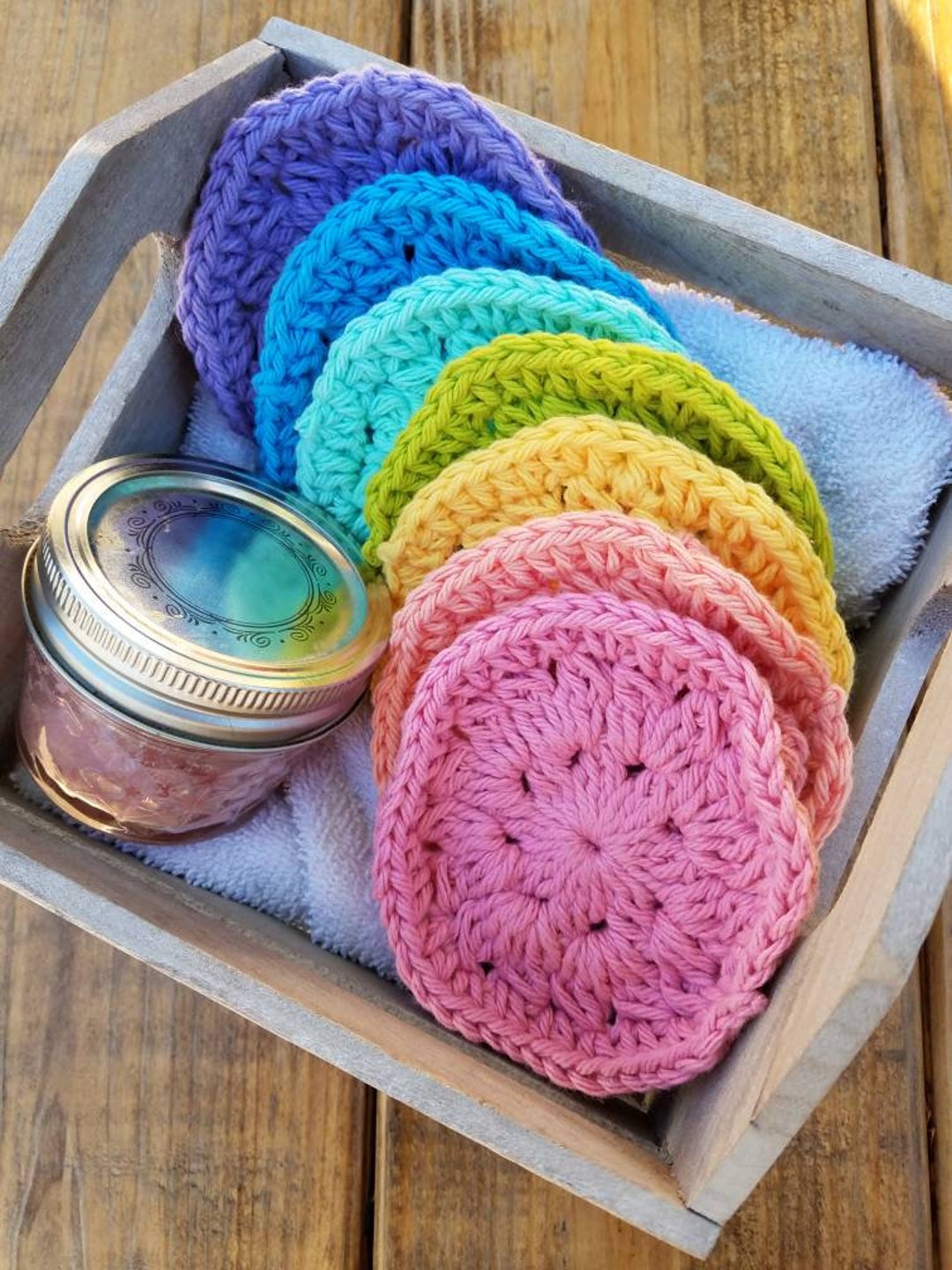 Pastel Rainbow Face Scrubby, Crochet Face Scrubbies, Face Cloths, 100% ...