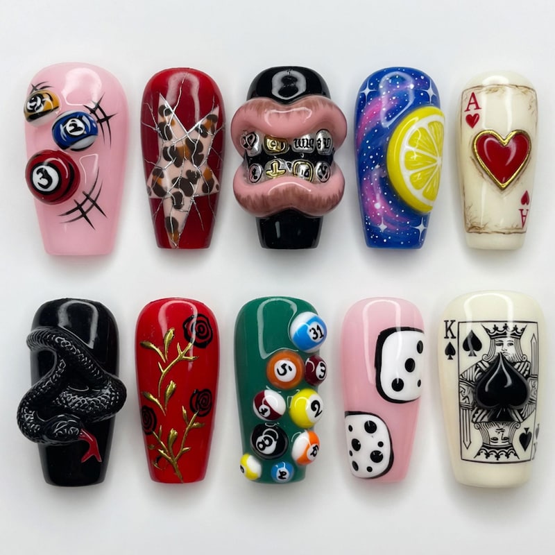 Pool Ball Press on Nails - Etsy
