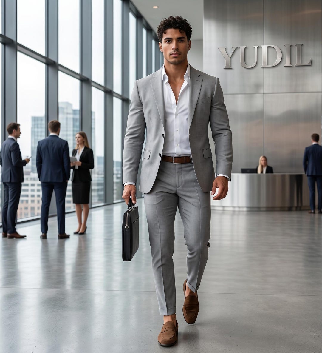 Light Gray Slim Fit 2-piece Suit, Summer Wedding Groom, Modern Business ...