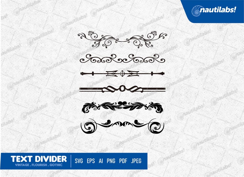 Ornamental Text Dividers Vector Bundle, Vintage Flourish Gothic SVG ...