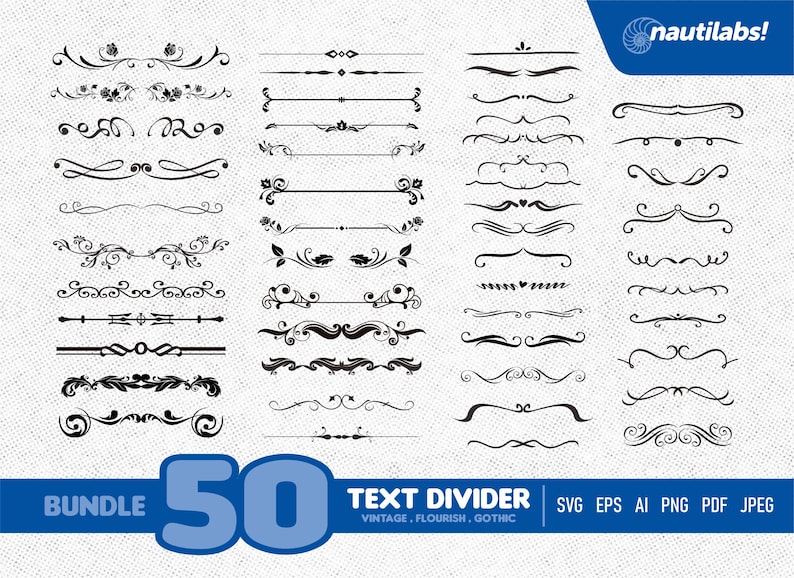 Ornamental Text Dividers Vector Bundle, Vintage Flourish Gothic SVG ...