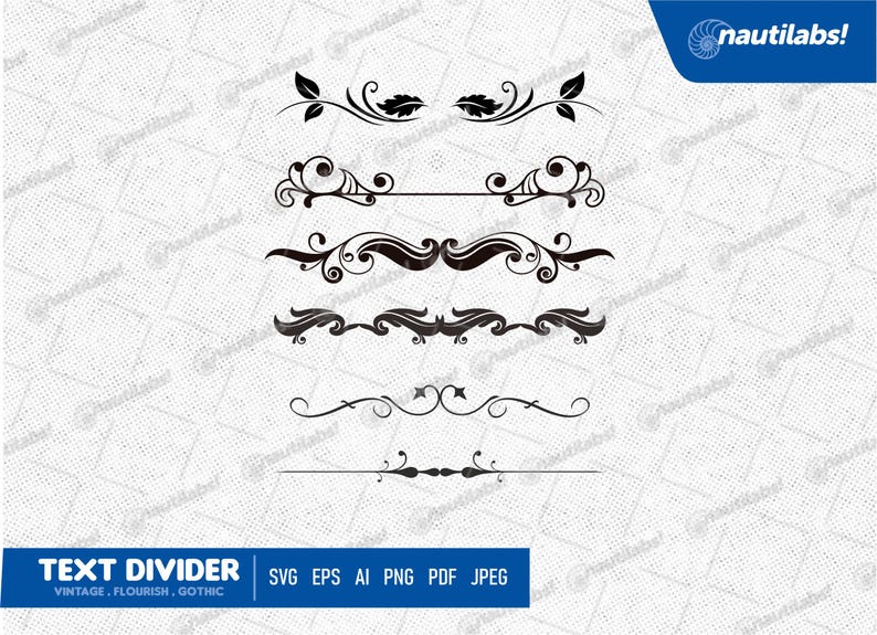 Ornamental Text Dividers Vector Bundle, Vintage Flourish Gothic SVG ...