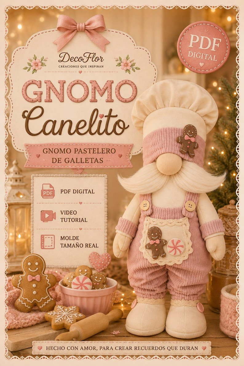 Canelito Cookie Baker Gnome PDF Pattern | Christmas Gnome Sewing ...