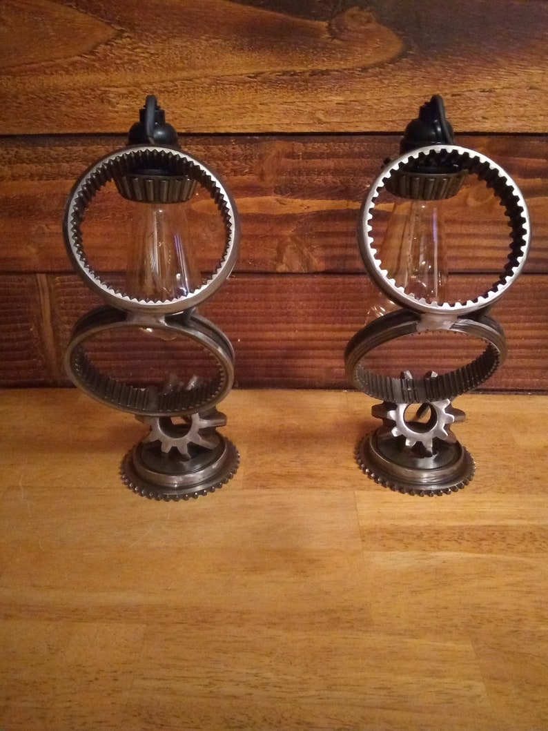 Custom Steel Steampunk Gear Lamp Set - Etsy