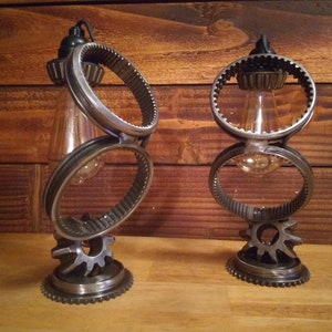 Custom Steel Steampunk Gear Lamp Set - Etsy