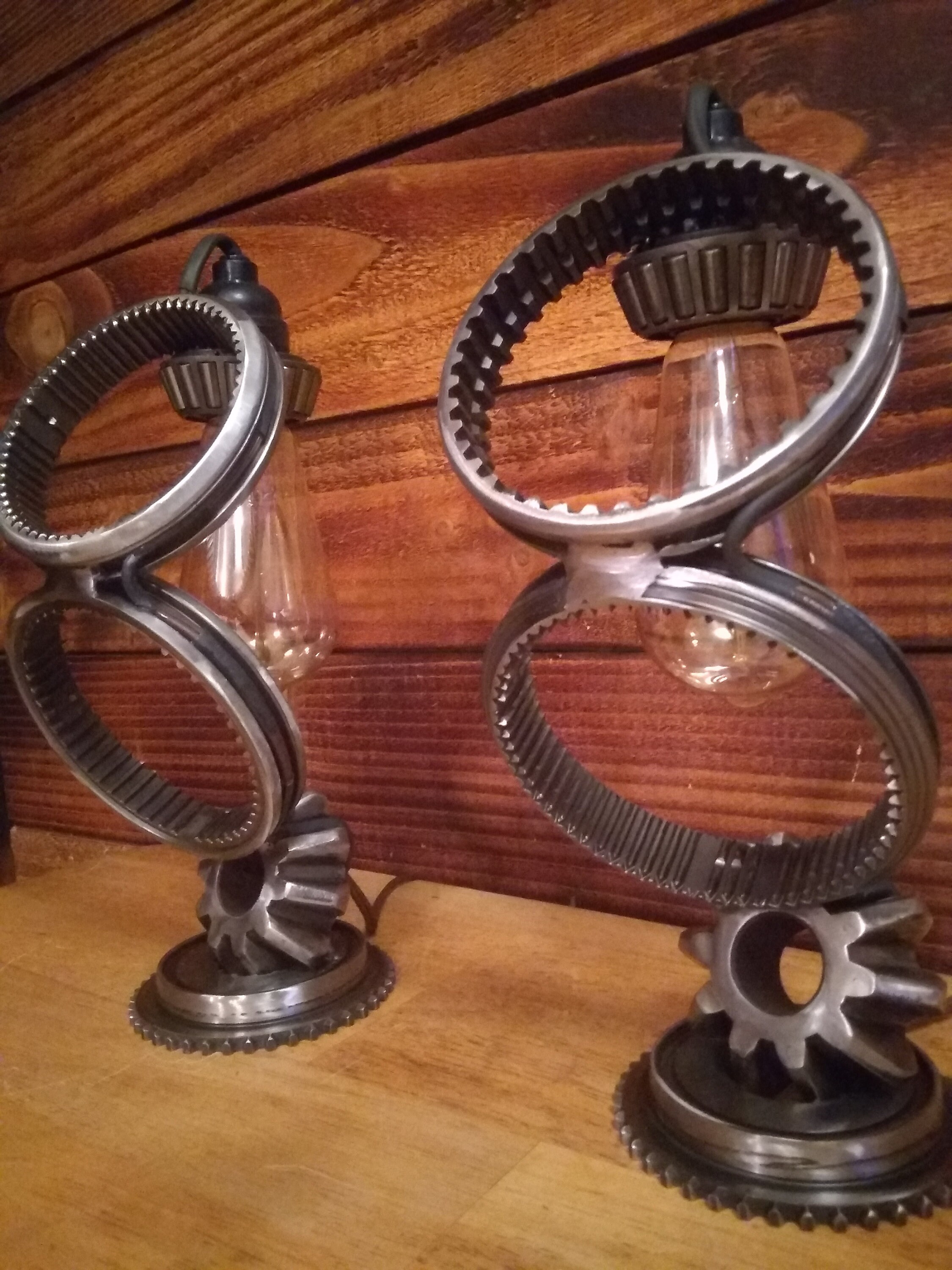 Custom Steel Steampunk Gear Lamp Set - Etsy