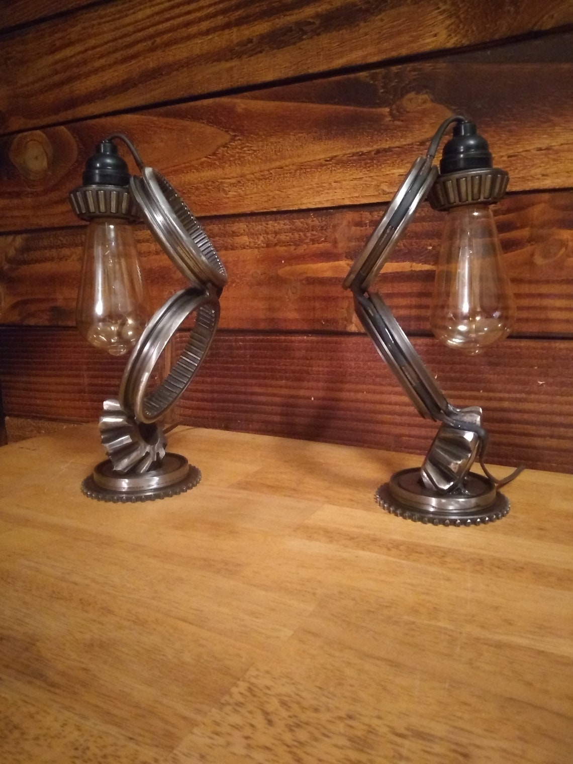 Custom Steel Steampunk Gear Lamp Set - Etsy