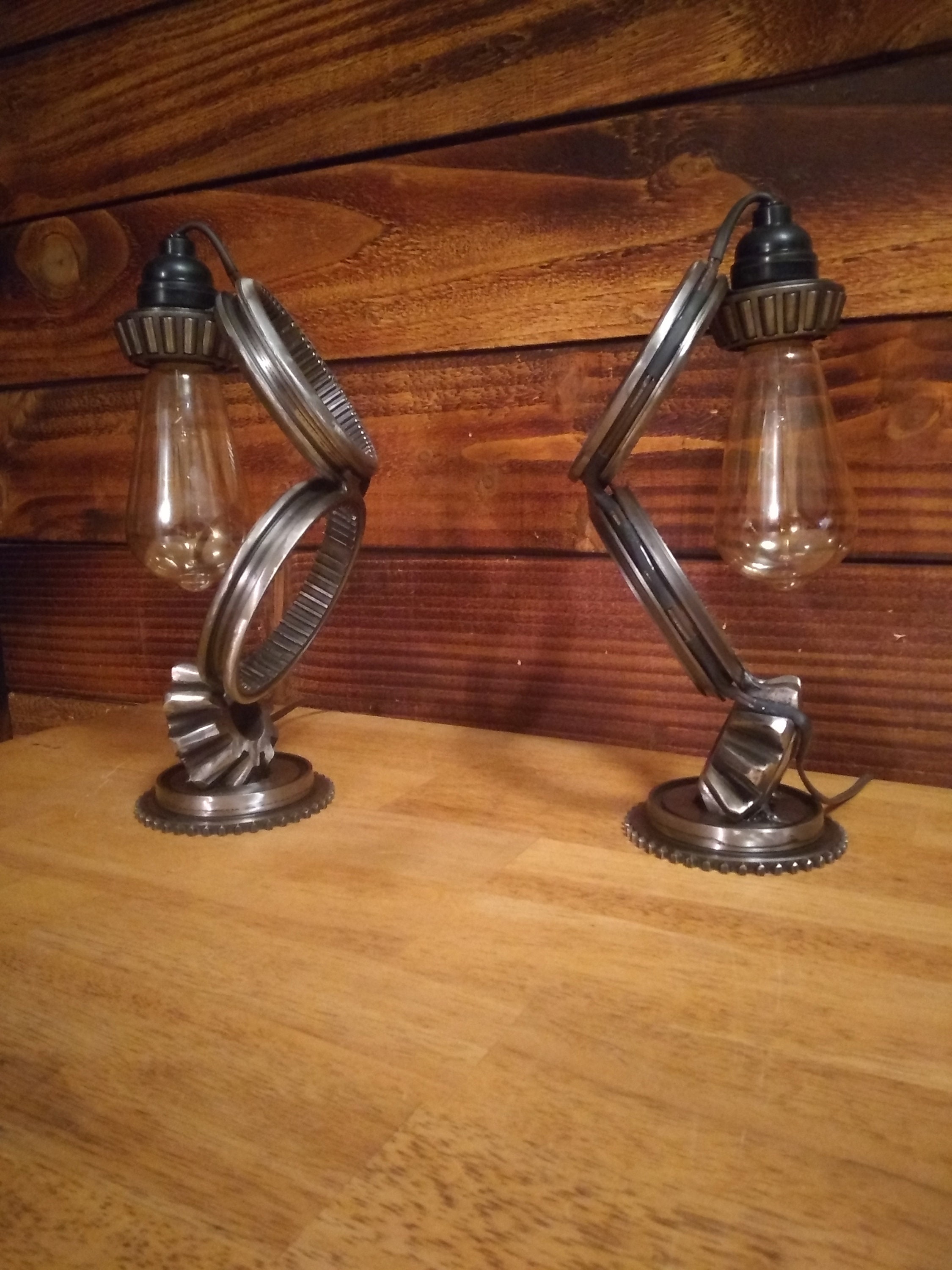 Custom Steel Steampunk Gear Lamp Set - Etsy