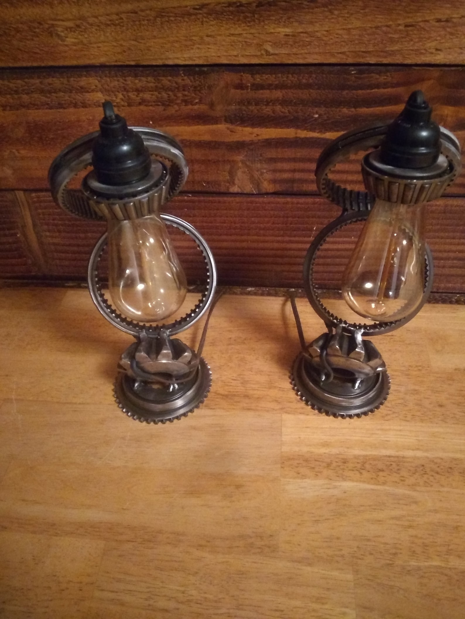 Custom Steel Steampunk Gear Lamp Set | Etsy