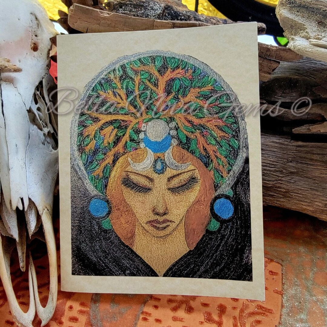 Nature Goddess of the Green Note Card Pagan Wiccan Witchy Art Greeting Card - Etsy