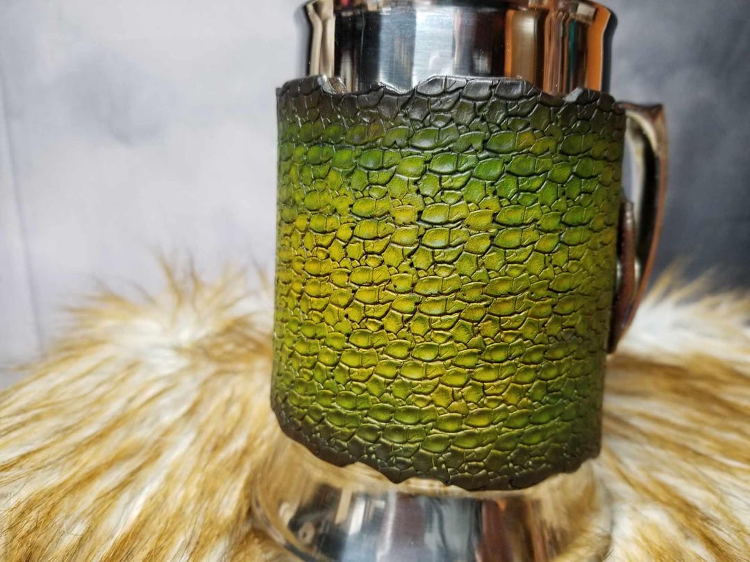 Dragonscale Leather Wrapped Tankard: Stainless Steel Mug, Ren Faire ...
