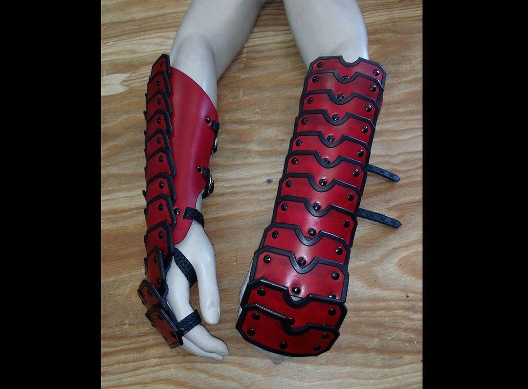 Custom Leather Armor Gauntlets: Plated Barbarian Cosplay - Etsy