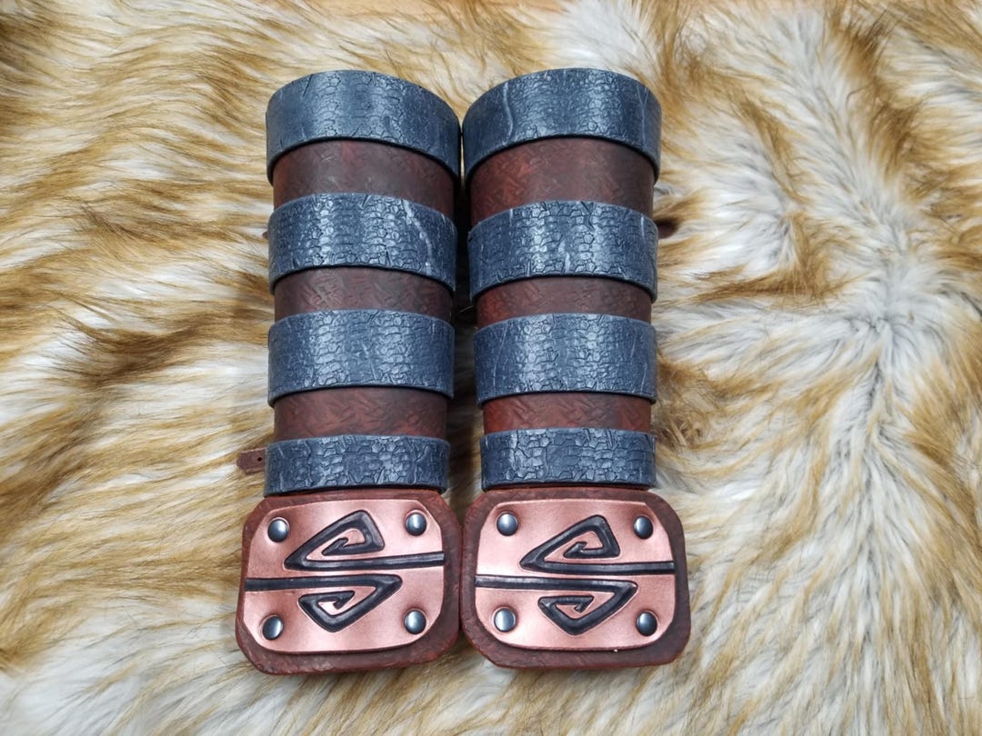 Banded Leather Gauntlets: Custom Grog LARP Cosplay Armor - Etsy