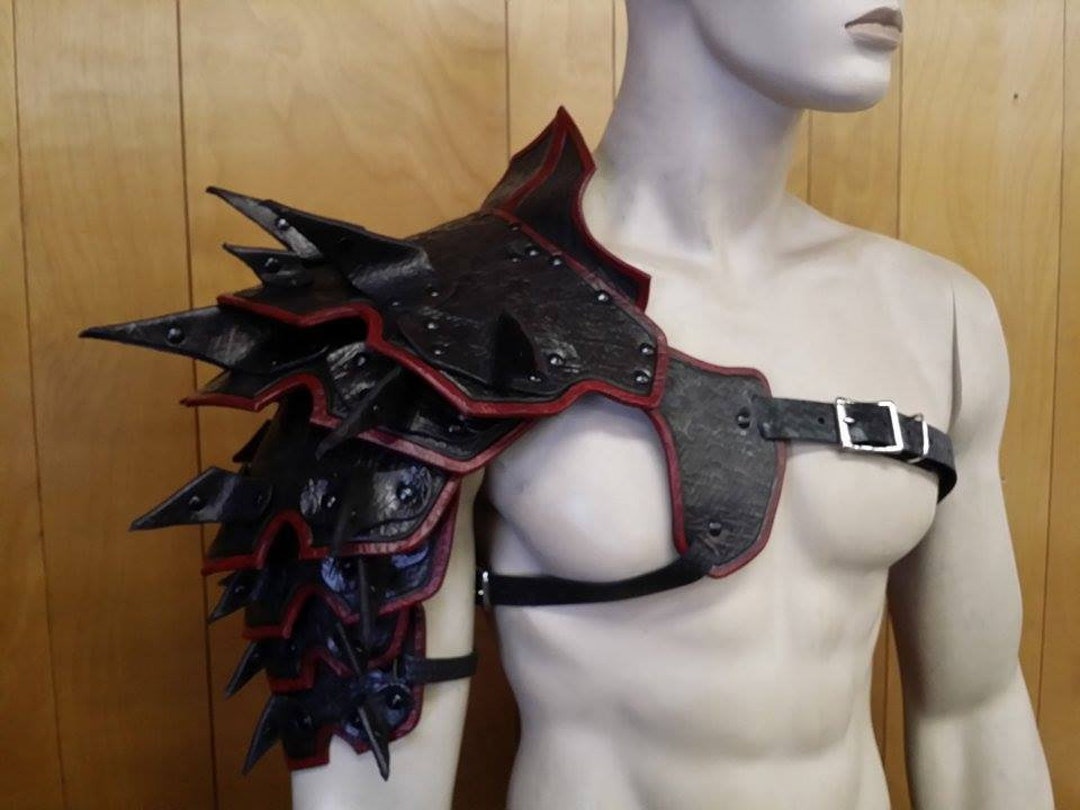 Spiked Leather Shoulder Armor: Custom Barbarian Pauldron, LARP Cosplay - Etsy