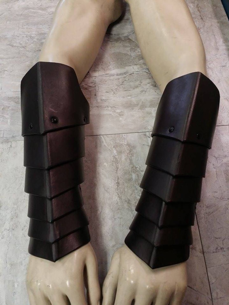Leather Armor Scaled Leather Bracers | Etsy