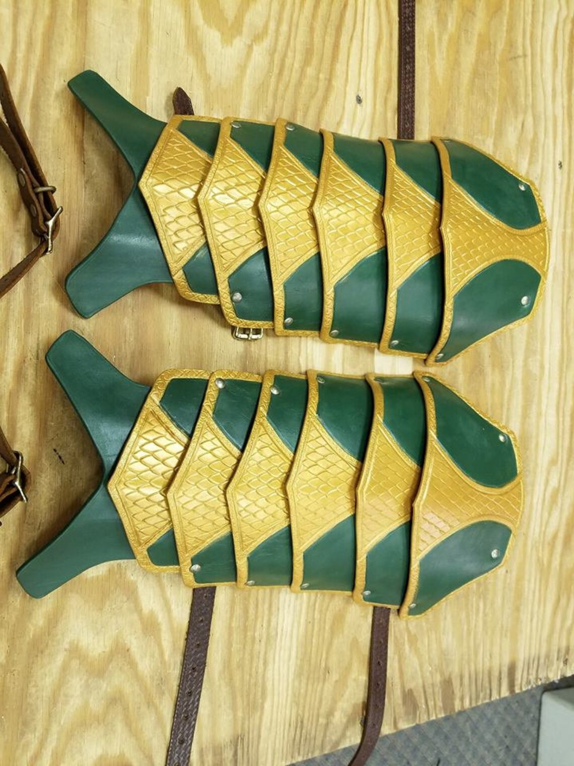 Leather Armor Ornate Scaled Greaves With Sabotes - Etsy