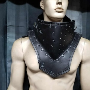 Leather Armor Tall Gorget: Gothic Custom Color LARP Neck Guard - Etsy