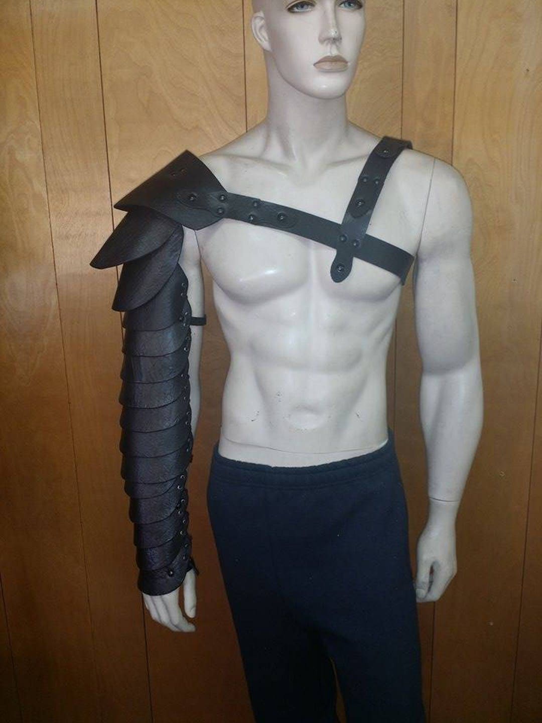Leather Armor Gladiator Manica Spartacus Full Arm Leather Shoulder Armor Leather Spaulder ...