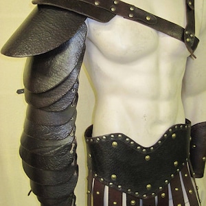 Leather Armor Gladiator Manica Spartacus Full Arm Leather Shoulder ...