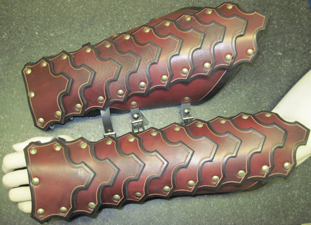 Leather Armor Gauntlets: Custom Plated Barbarian Viking LARP Cosplay - Etsy