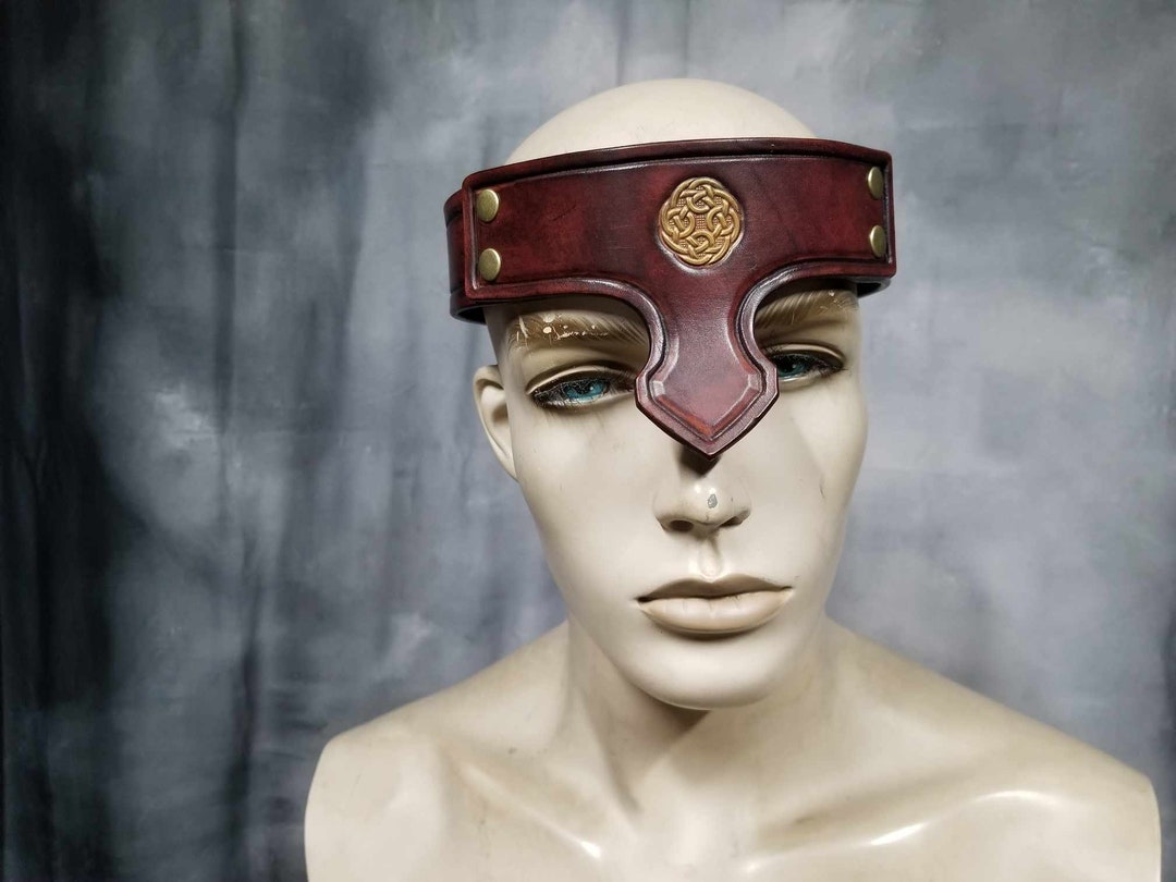 Leather Celtic Armor Headband: Custom Barbarian Viking Cosplay LARP - Etsy